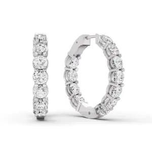 SEREIA OFFICIAL 14k Gold 2 Ct Sereia Earrings Hoop Diamonds White Gold - Silver