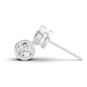 SEREIA OFFICIAL 14k Gold Studs 0.25 Carat Sereia Round Bezel White Gold - Silver