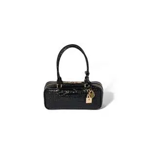 Miu Miu Beau Bag In Crocodile Embossed Leather - Black