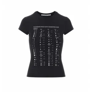 Alexander Wang Crystal Hotfix Graphic Fitted T-shirt With Logo
