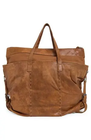 Free People Hollis Leather Tote - Cognac