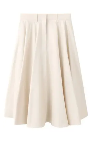 Mango Flared Stretch Cotton Midi Skirt - Ecru