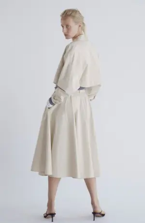 Mango Flared Stretch Cotton Midi Skirt