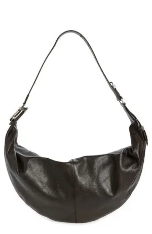 LEMAIRE Quiver Clip Leather Hobo Bag - Dark Chocolate