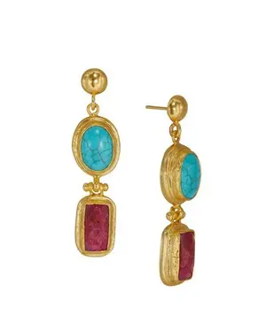 OTTOMAN HANDS Duel Stone Drop Earrings