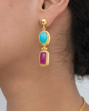 OTTOMAN HANDS Duel Stone Drop Earrings