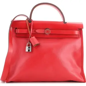 Hermès Herbag Zip Berline Vache Canvas And Leather 31 - Red