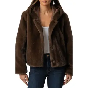 Kut From The Kloth Saskia Hooded Faux Fur Jacket - Chocolate