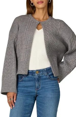 Wit & Wisdom Cable Stitch Rib Cardigan - Grey