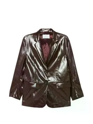 MANUEL RITZ Faux-leather Buttoned Blazer - Red