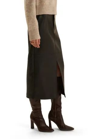 FAVORITE DAUGHTER The Meyer Faux Leather Midi Skirt