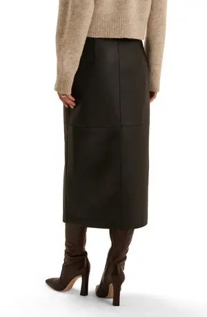 FAVORITE DAUGHTER The Meyer Faux Leather Midi Skirt