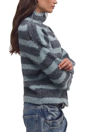 Free People Button Collection Mock Neck Cardigan - Storm Cloud