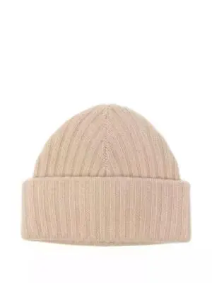 LISKA Lina Ribbed-knit Cashmere Beanie Hat - Neutrals