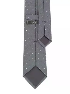 Boggi Milano Formal Tie Jacquard Polka Dot Silk - Grey