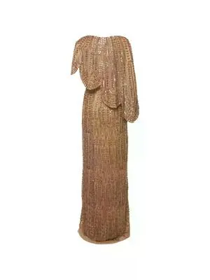 Elisabetta Franchi Embellished Asymmetric Cape Midi Dress