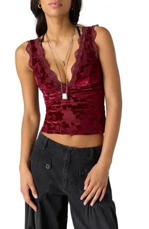 Free People Loved You First Lace Cami - Cabernet