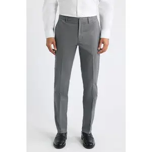 Nordstrom Everyday Flat Front Stretch Cotton Trousers - Grey Texture
