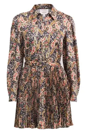 Cinq À Sept Reynolds Rose Paisley Pleated Minidress