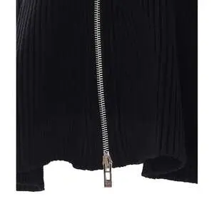 Alaïa Peplum Cardigan With Enginereed Ribs - Black