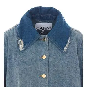 GANNI Patchwork Denim Jacket - Blue