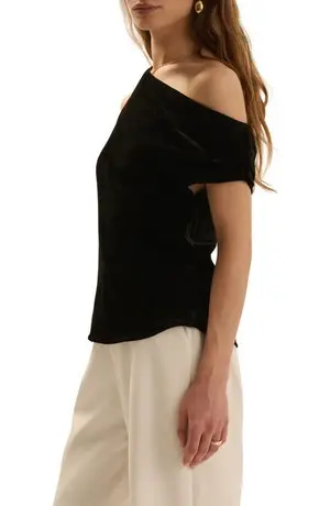 FAVORITE DAUGHTER The Side Note One Shoulder Velvet Top