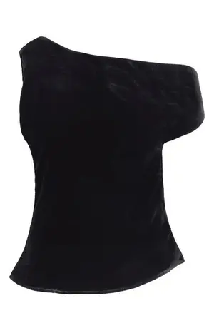 FAVORITE DAUGHTER The Side Note One Shoulder Velvet Top