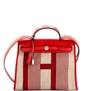 Hermès Herbag Zip H Vibration Toile And Leather 31 Red