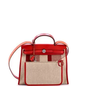 Hermès Herbag Zip H Vibration Toile And Leather 31 - Red