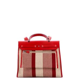 Hermès Herbag Zip H Vibration Toile And Leather 31 - Red