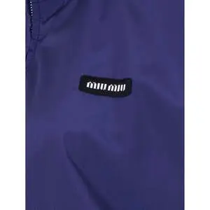Miu Miu Tec Popeline Blouson With Logo - Blue