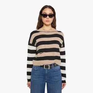 MOTHER The Cold Shoulder Ivory Oatmeal Shirt - Black