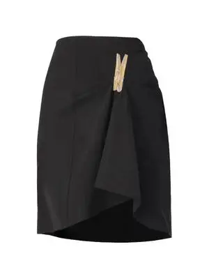 Moschino Clothespin-embroidery Ruffled Mini Skirt