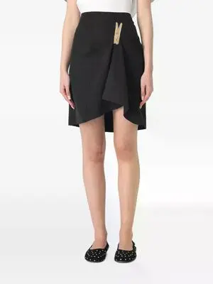 Moschino Clothespin-embroidery Ruffled Mini Skirt