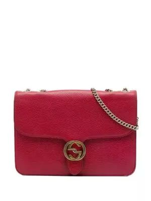 Gucci 2016-2026 Medium Dollar Calfskin Interlocking G Crossbody Bag - Red