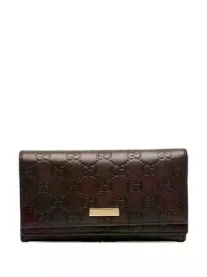 Gucci 2000-2015 Guccissima Bifold Double Wallet Long Wallets - Brown