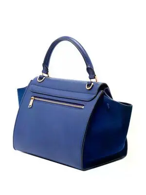 Celine 2015 Small Calfskin And Suede Trapeze Satchel - Blue