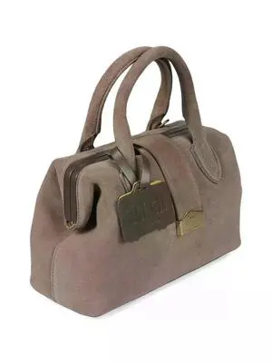SCHELL Suede Logo-plaque Tote Bag