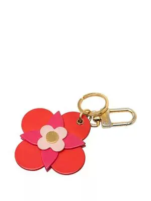 LOUIS VUITTON 2016 Leather Blooming Flowers Totem Holder And Bag Charm Key Chain - Red