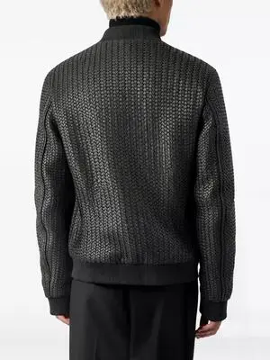 Philipp Plein Weaved Leather Bomber Jacket