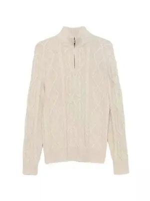 Eric Bompard Cable-knit Zip-neck Sweater - Neutrals