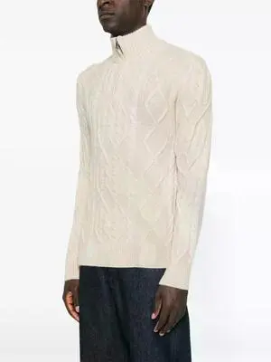 Eric Bompard Cable-knit Zip-neck Sweater