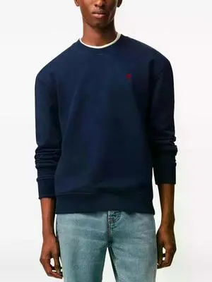 AMI Paris Cotton Sweatshirt With De Coeur - Blue