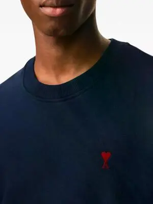AMI Paris Cotton Sweatshirt With De Coeur - Blue