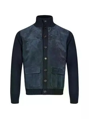 MANIFATTURE DEL NORD Ribbed-knit Cardigan - Blue