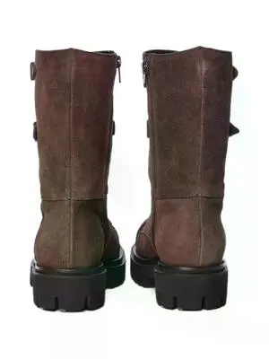 DONDUP Buckled Lace-up Leather Boots