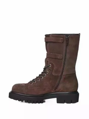 DONDUP Buckled Lace-up Leather Boots