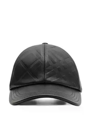 Burberry Embossed Check Leather Baseball Cap