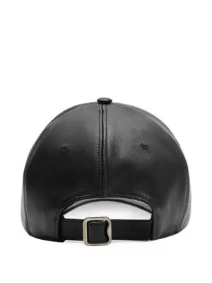 Burberry Embossed Check Leather Baseball Cap