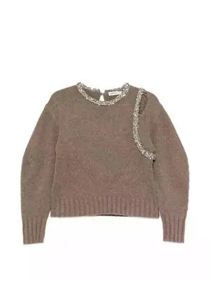 Simkhai Monroe Embellished Cut-out Sweater - Brown